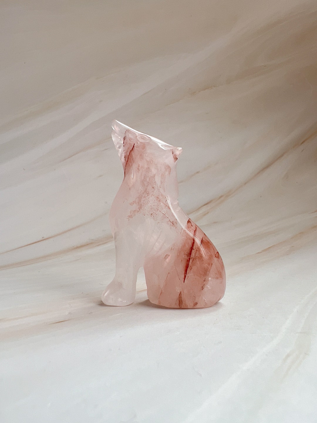 Red Fire Quartz Wolf | Red Fire Quartz Crystal Wolf Carving| Carved ...