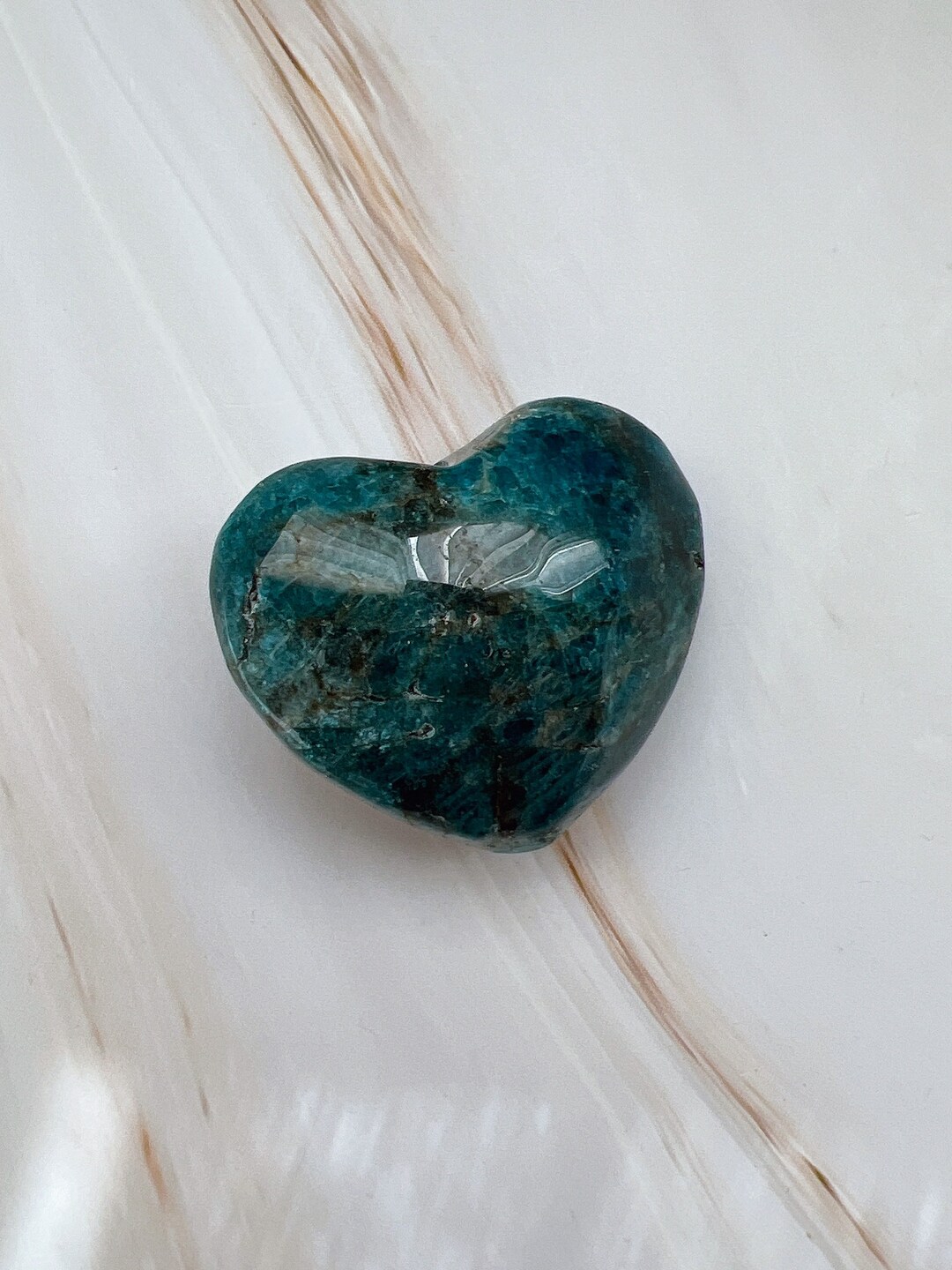 Blue Apatite Puffy Heart | Crystal Heart Carving | Blue Apatite Hand ...