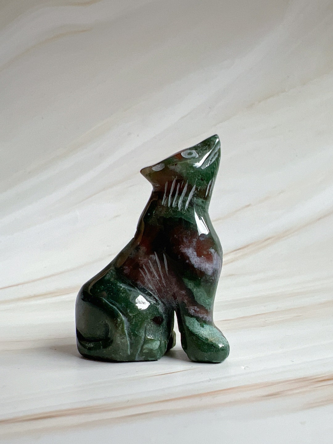 Ocean Jasper Wolf | Ocean Jasper Crystal Wolf Carving| Ocean Jasper ...