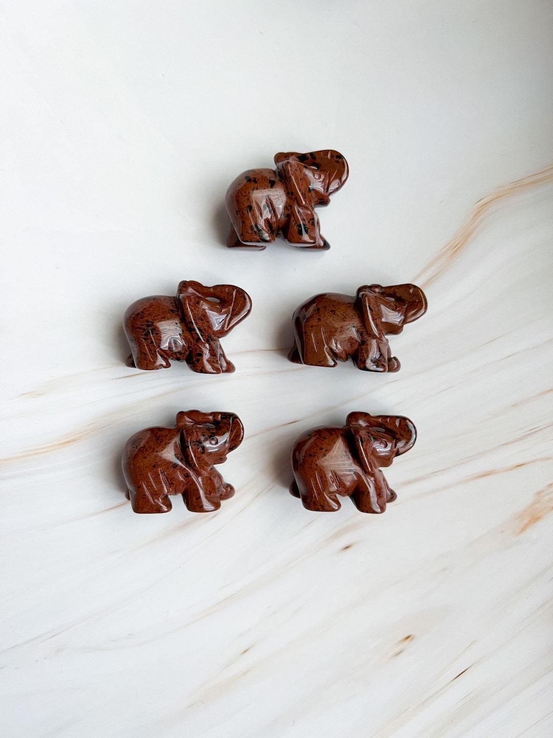 Mini Mahogany Obsidian Elephant Carving | Crystal Elephants | Stone of ...