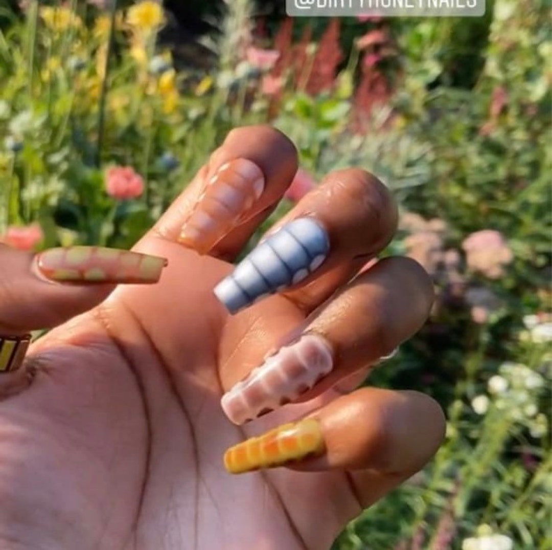 Earth Tone Reptile Nails Press on Nails, Fall Nails, Trendy Nail ...