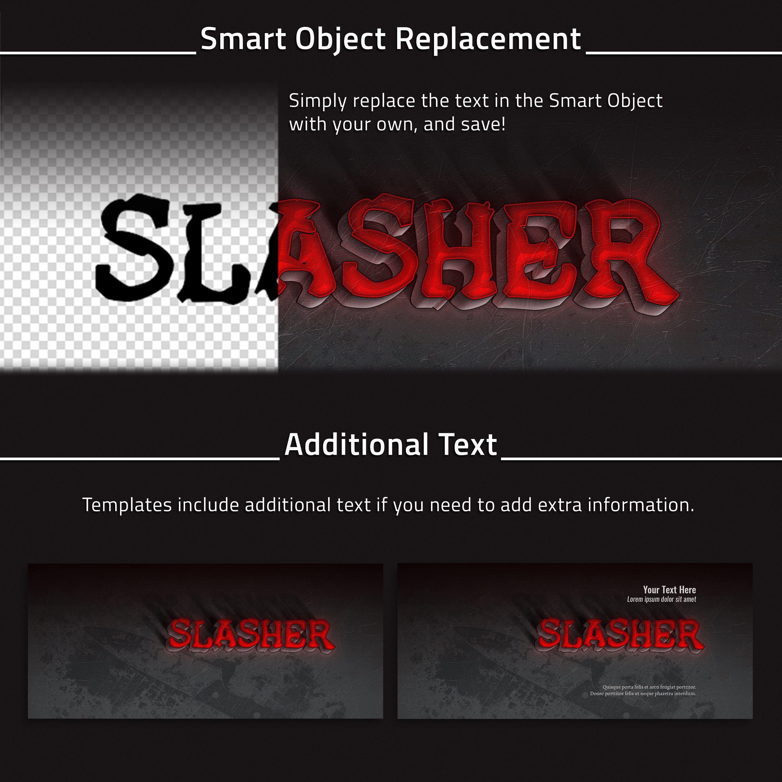 Slasher PSD Text Effect and Social Media Templates - Etsy