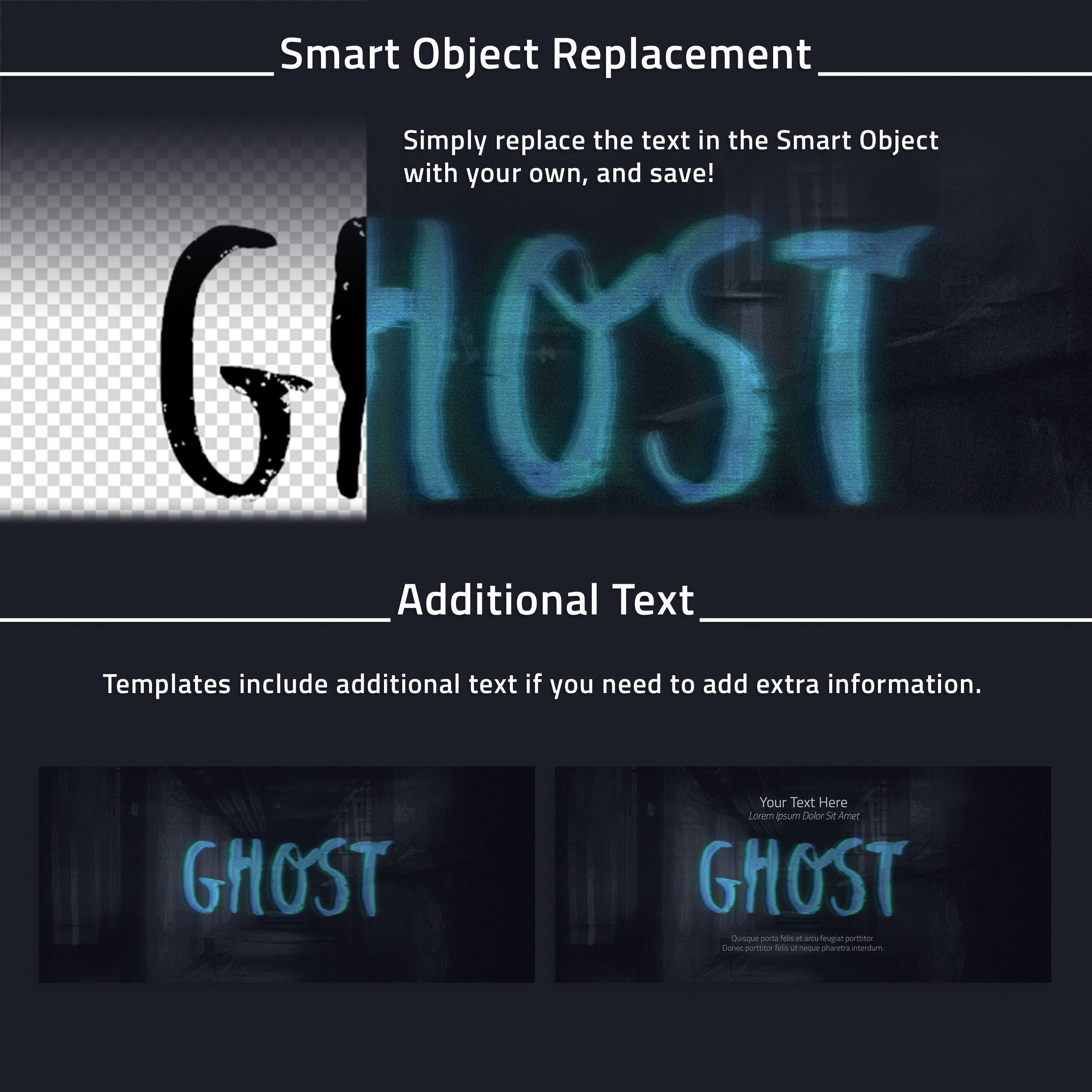 Ghost PSD Text Effect and Social Media Templates - Etsy