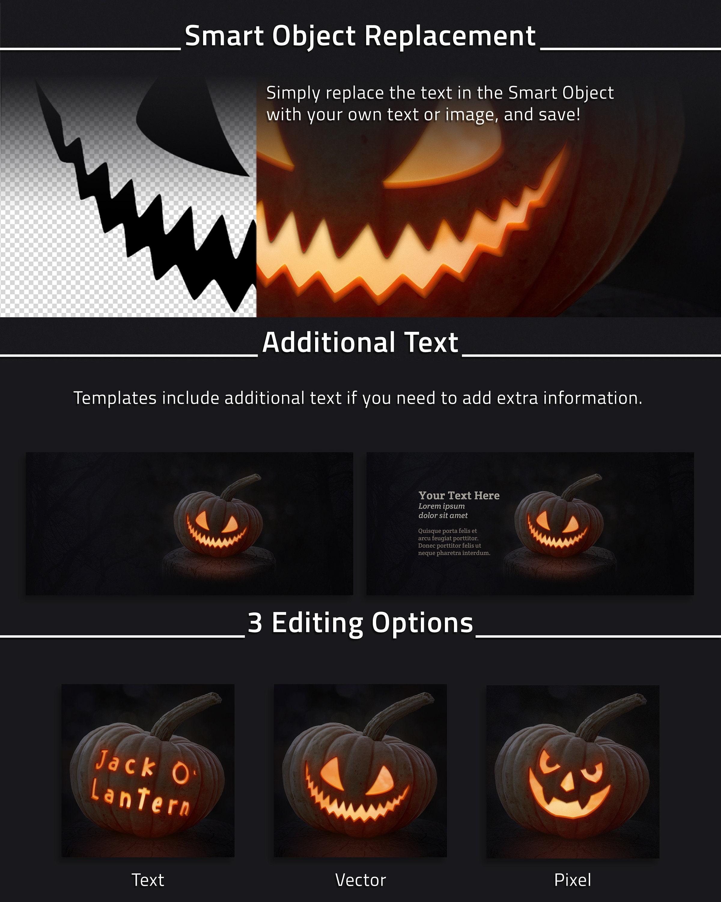 Jack O’ Lantern PSD Text Effect and Social Media Templates - Etsy
