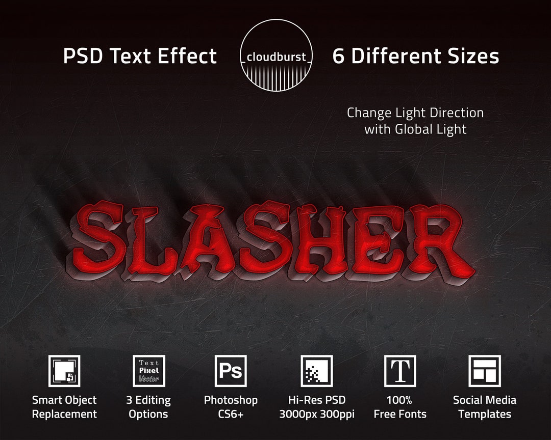 Slasher PSD Text Effect and Social Media Templates - Etsy