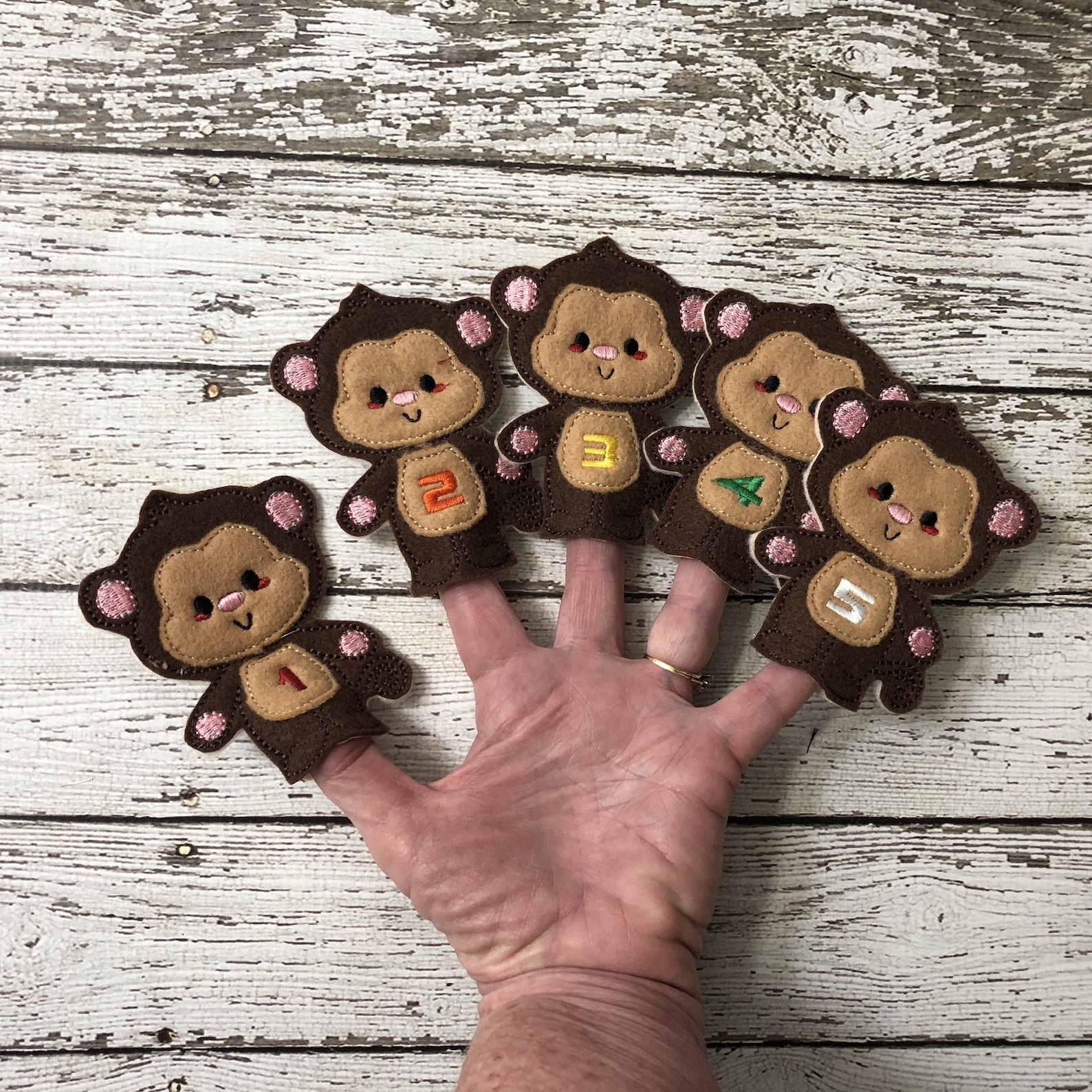 5 Little Monkeys Felt Finger Puppets: Teacher Story Time Set - Etsy