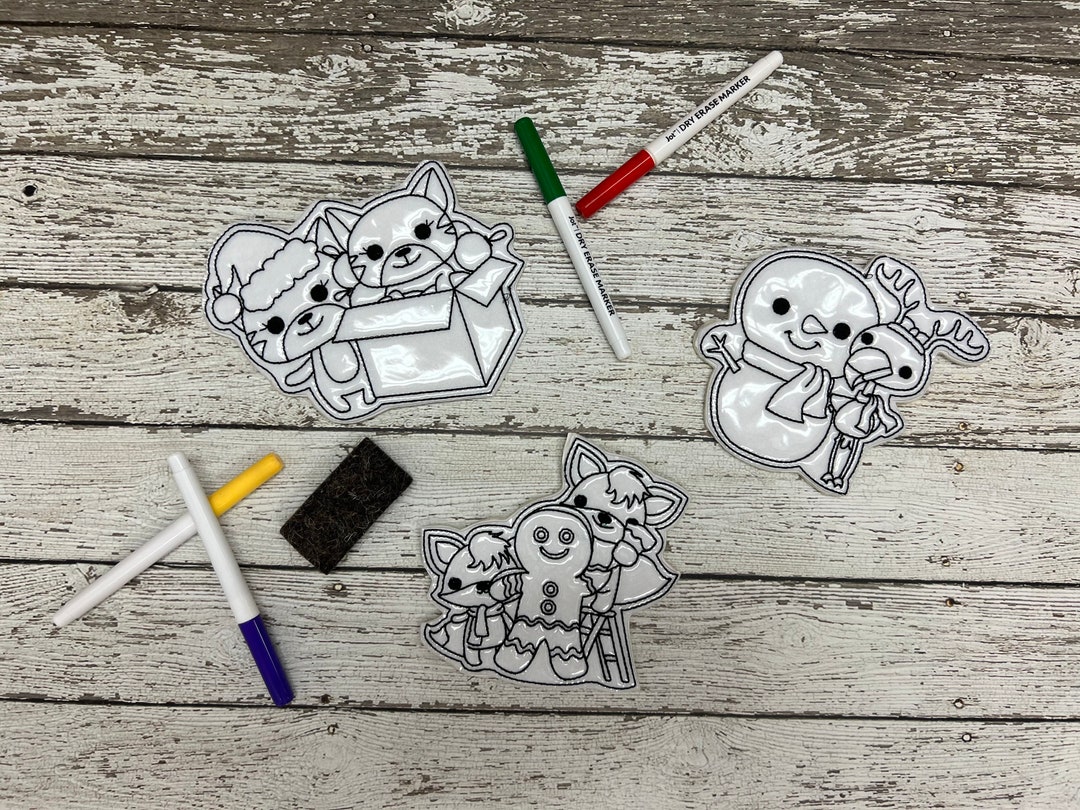 Christmas Reusable Coloring Pages Gingerbread Busy Book Snowman Quiet ...