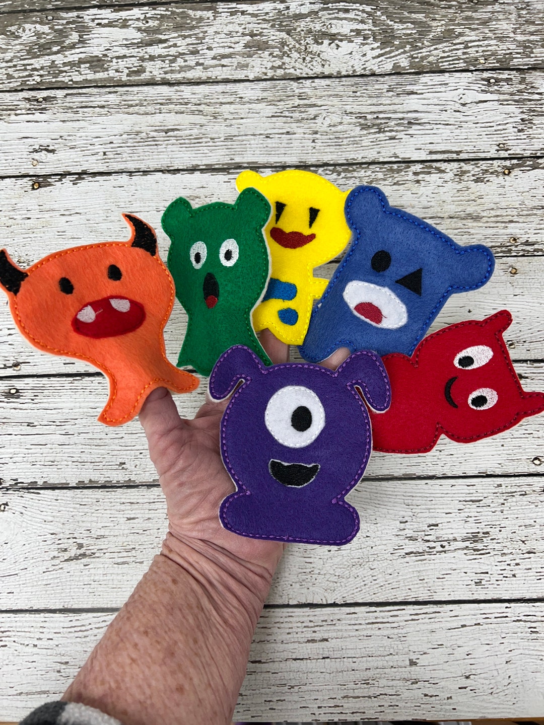 Colorful Monster Finger Puppet Set With Rhyming Monster Poem ...