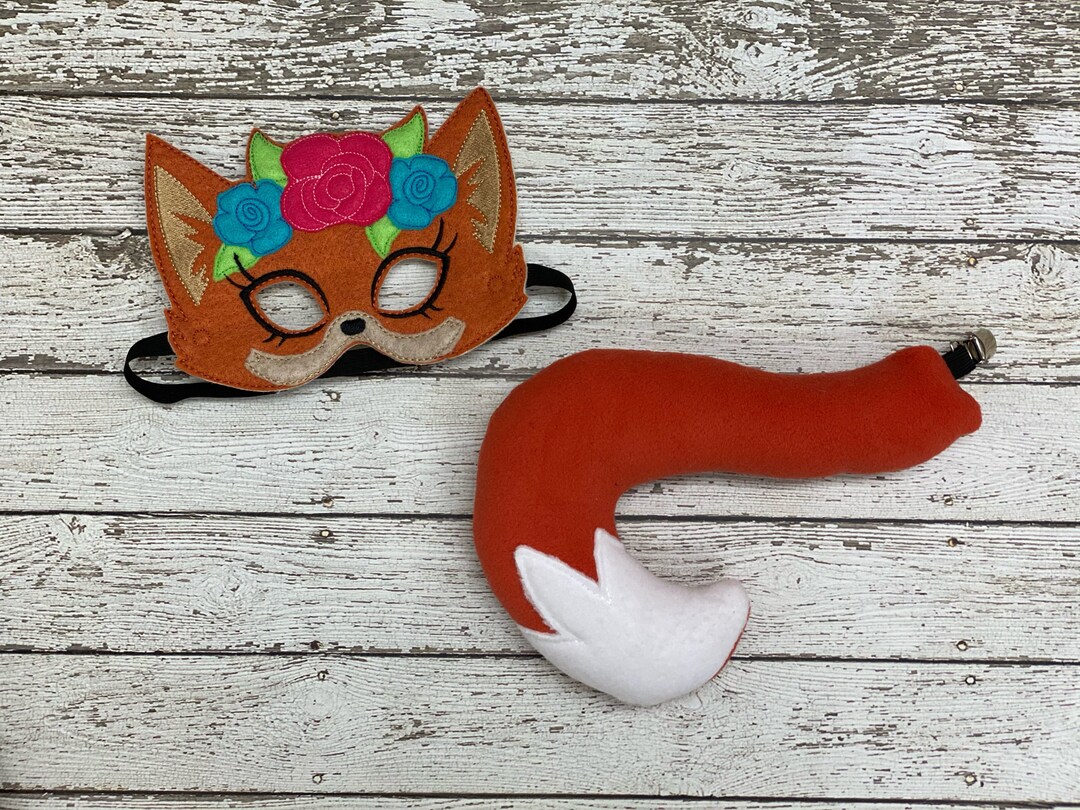 Floral Felt Fox Mask & Tail Costume: Pretend Play Dress Up - Etsy