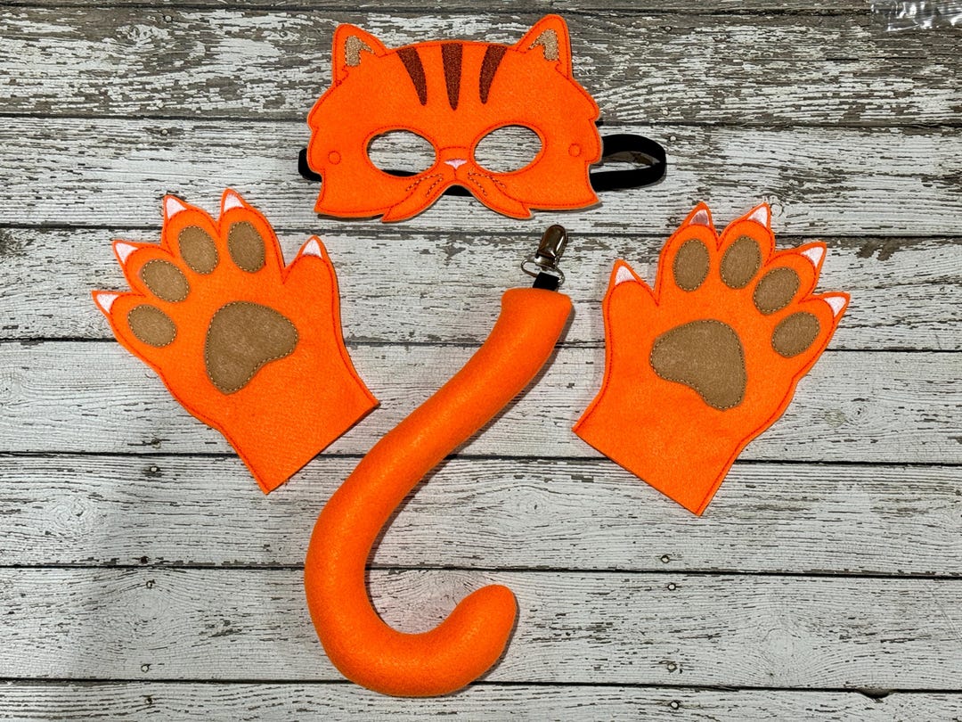 Adorable Ginger Cat Costume - Handmade Mask, Mitts and Tail Set for ...