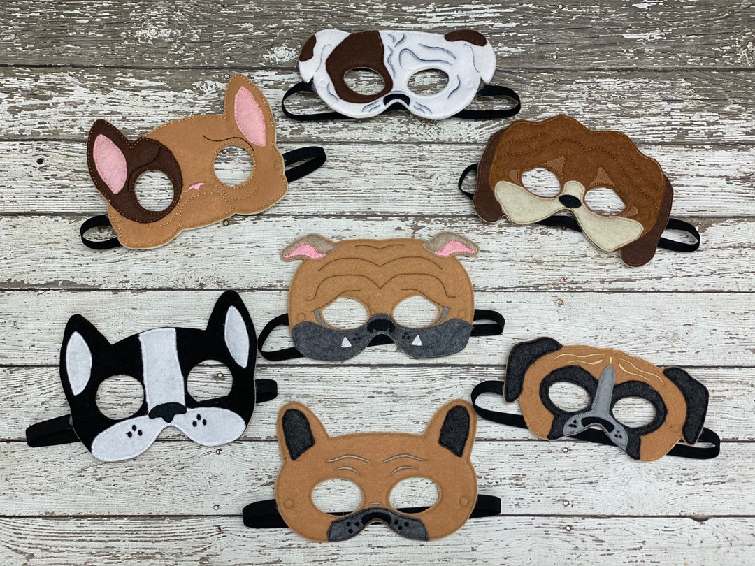Embroidered Felt Bulldog Mask: Kids Costume, Party Favor - Etsy