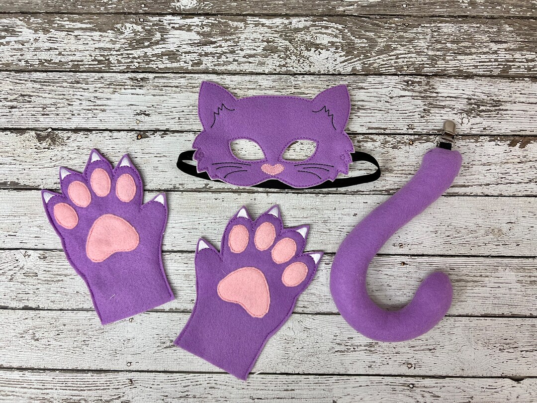 Purple Cat Costume Halloween Lavender Cat Mask Halloween Cat Mask Purple Cat Tail Purple Cat