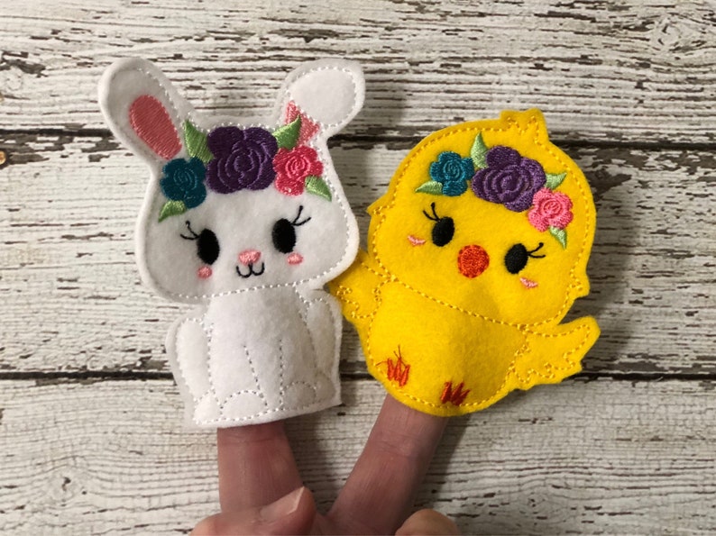 Easter Finger Puppets Bunny and Chick Finger Puppets Storytime - Etsy