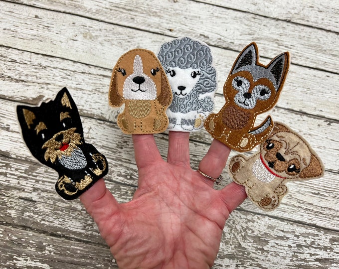 Dog Felt Finger Puppets Puppy Finger Puppet Pug Poodle Terrier Shepherd ...
