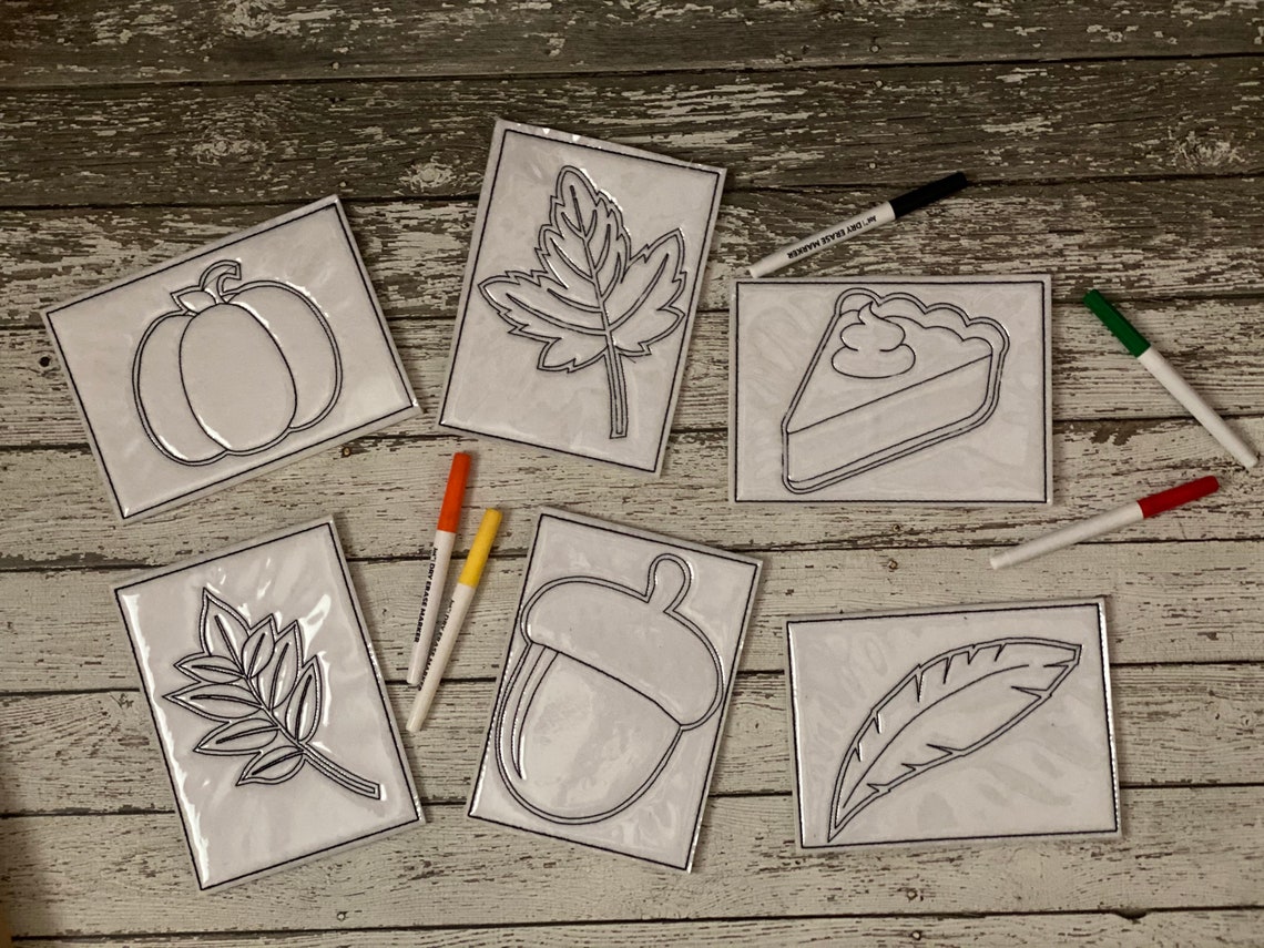 Thanksgiving Reusable Coloring Pages Thanksgiving Kids Table - Etsy