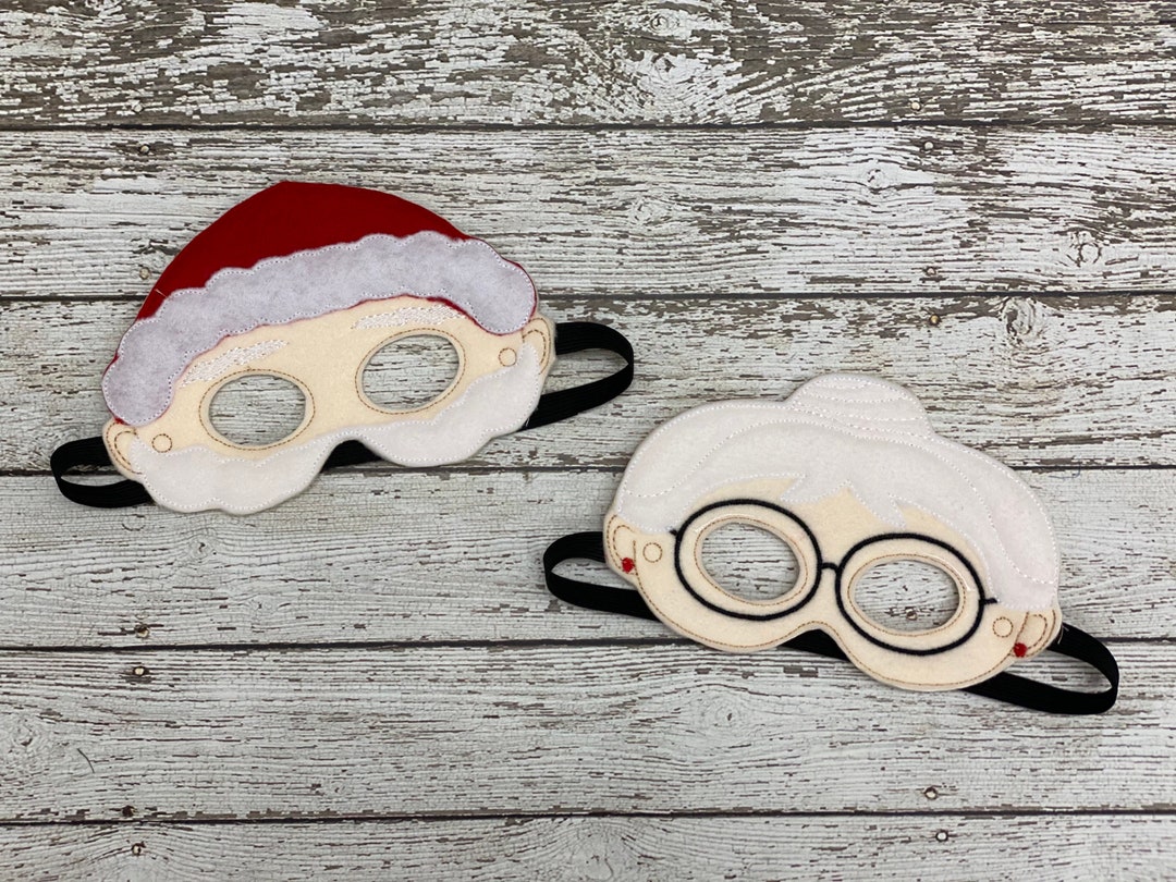 Embroidered Felt Santa & Mrs. Claus Masks: Christmas Costume Prop - Etsy