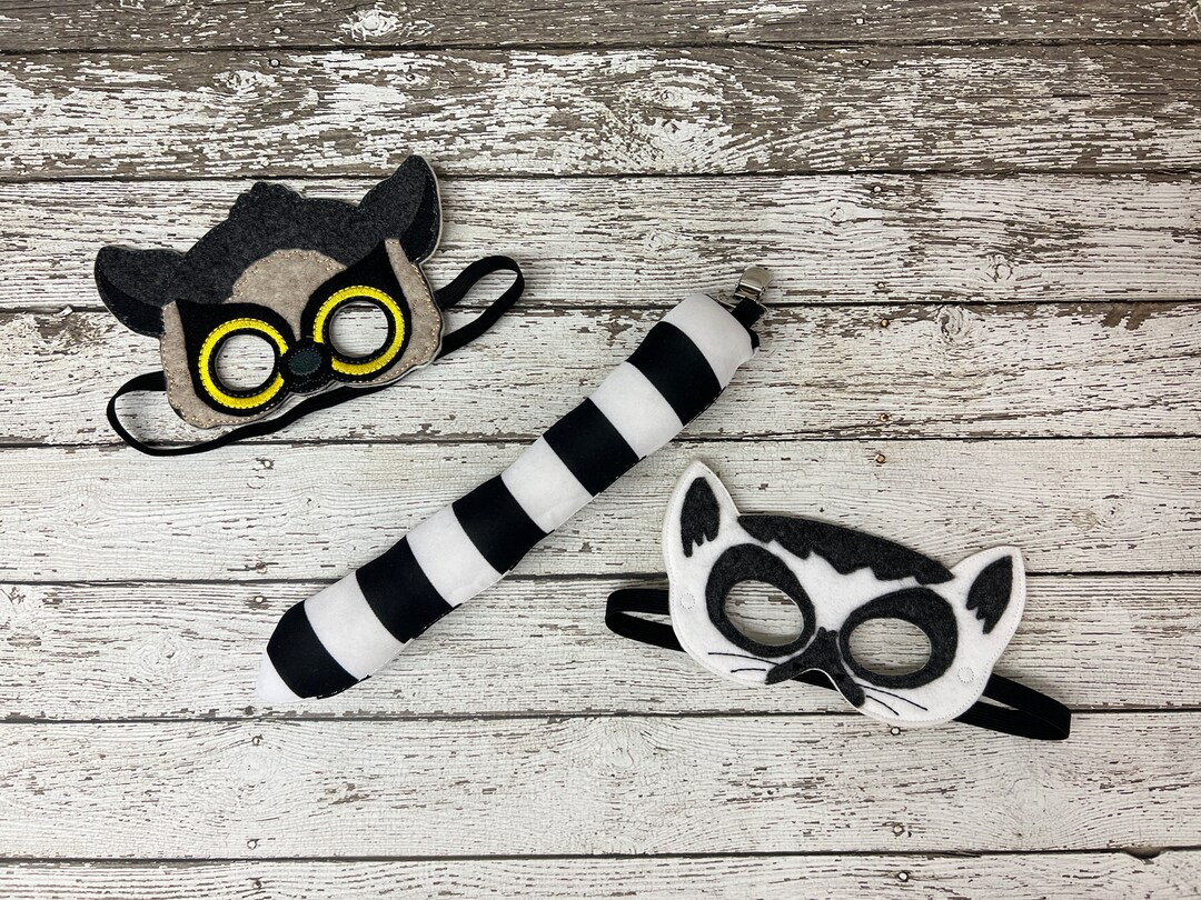 Lemur Felt Mask Lemur Mask Lemur Costume Madagascar Animal Mask ...