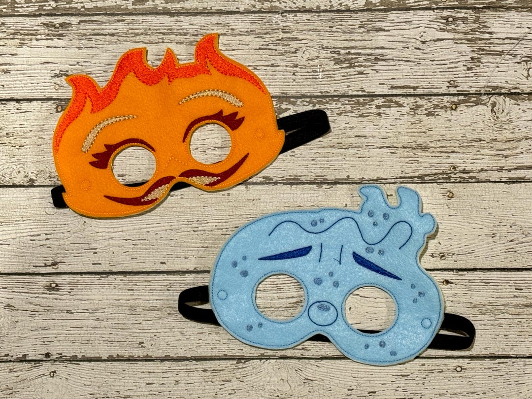 Imaginative Play Elements Masks - Fire & Water Embroidered Felt Mask ...
