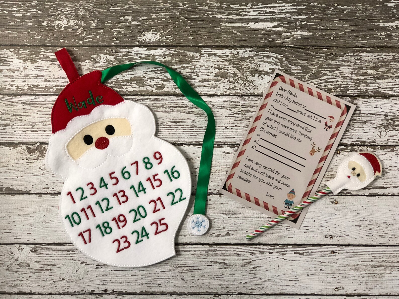Personalized Santa Countdown Calendar With Letter to Santa Personalized ...