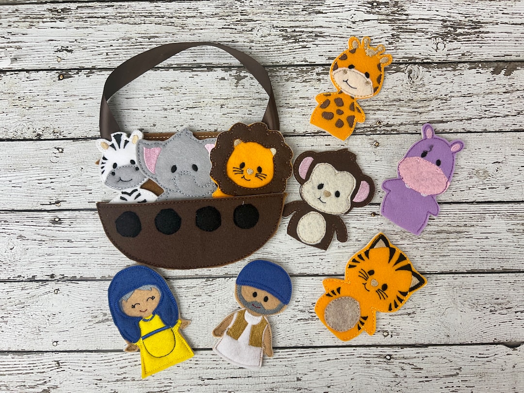 Noah's Ark Felt Finger Puppet Set - Essential Bible Story Prop - Etsy