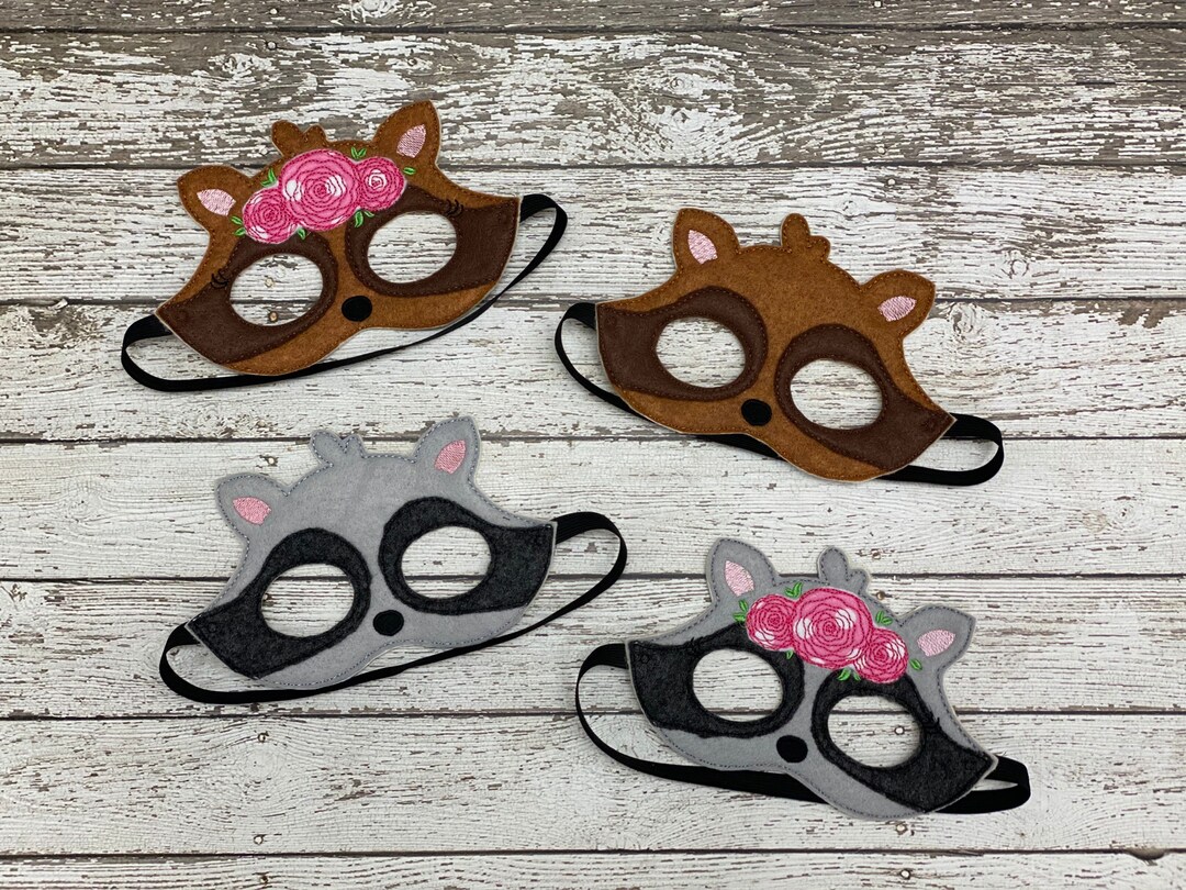 Embroidered Felt Raccoon Mask - Halloween Animal Costume Accessory - Etsy