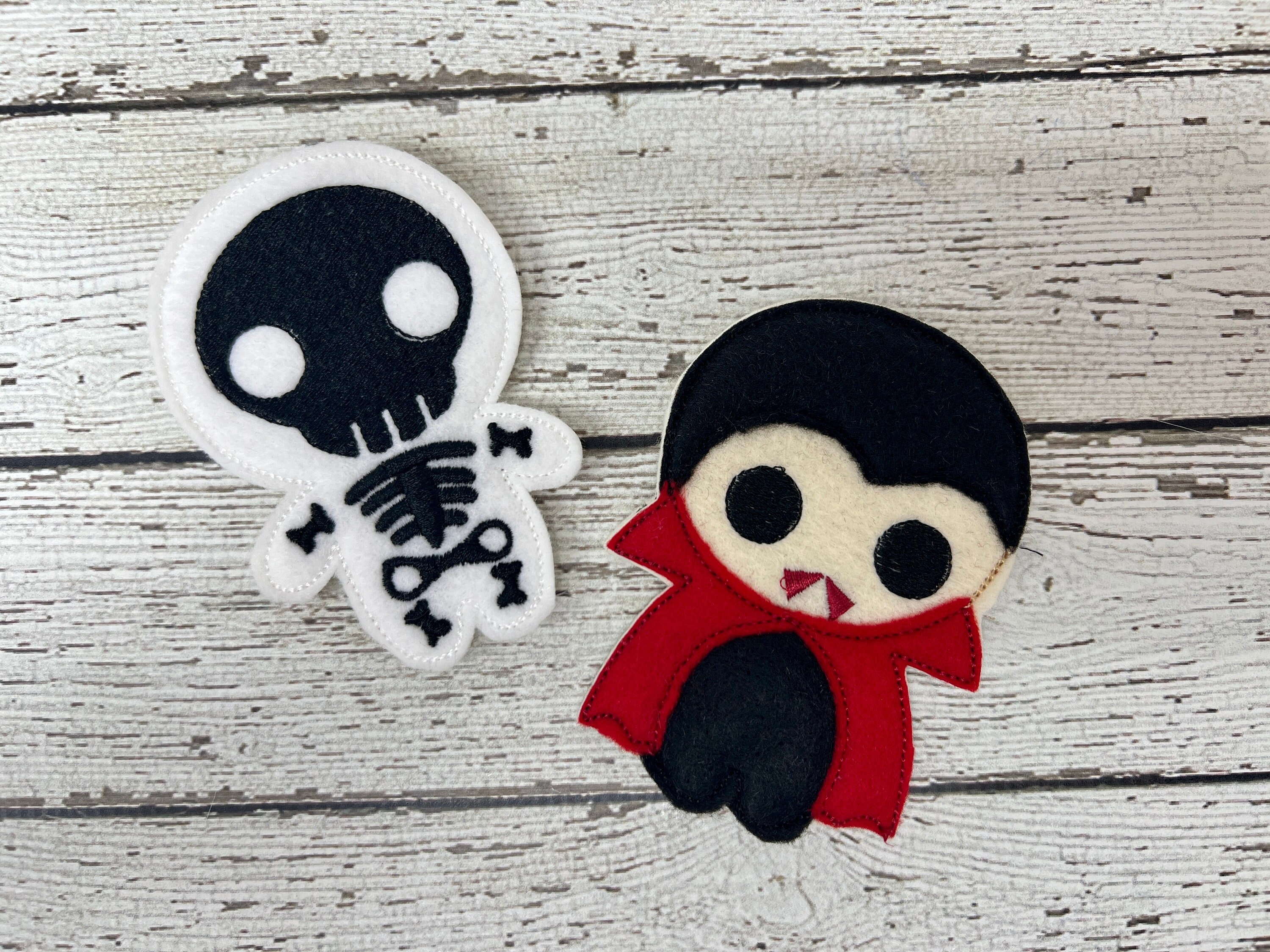 Spooky Halloween Finger Puppets - Dracula & Skeleton - Handcrafted ...