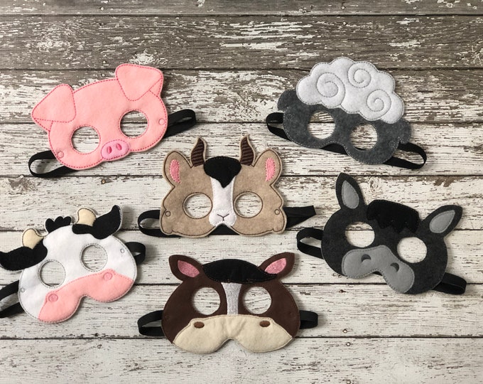 Barnyard Animals Printable Coloring Masks, Farm Animal Mask, Animal ...