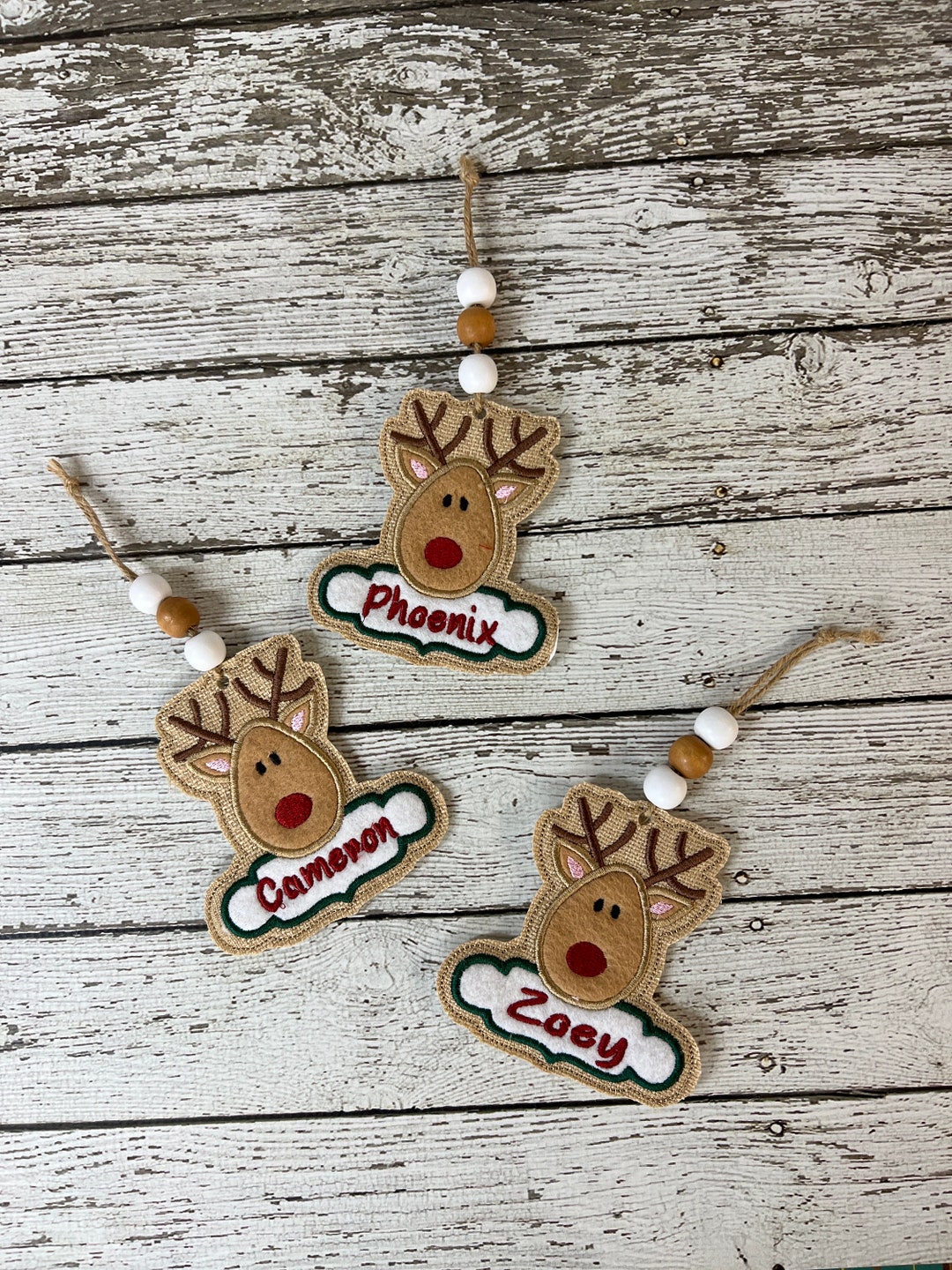 Personalized Handmade Christmas Reindeer Ornaments - Custom Embroidered ...