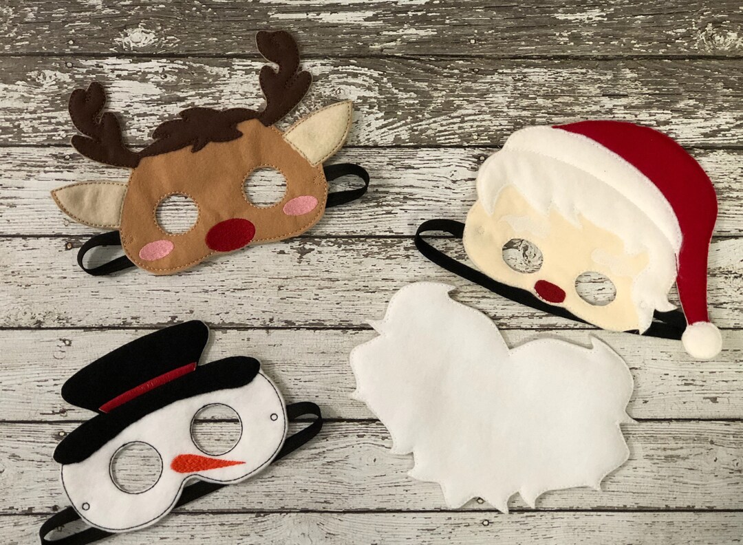 Christmas Felt Masks Santa Mask Reindeer Mask Snowman Mask - Etsy