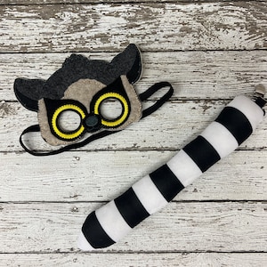 Lemur Felt Mask Lemur Mask Lemur Costume Madagascar Animal Mask ...