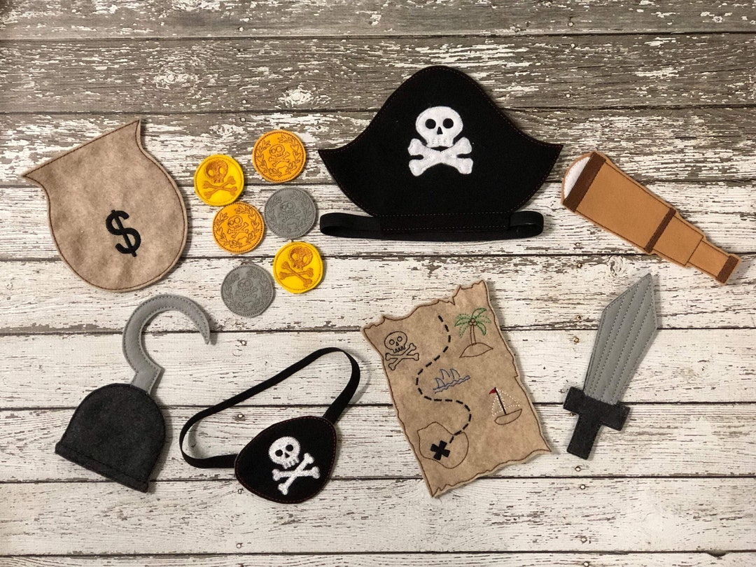 Pirate Felt Play Set Pirate Dress up Pirate Costume Pieces Pirate Map ...
