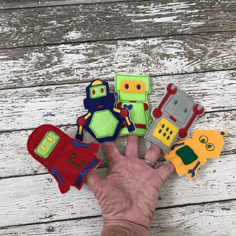 Robot Finger Puppet 5 Little Robots Robot Party Robot Birthday - Etsy