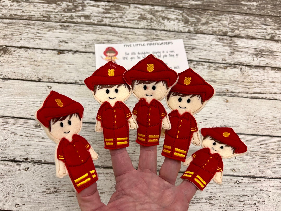 Firefighter Felt Finger Puppet Set: Handmade Storytelling Toy - Etsy