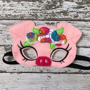 Girl Pig Mask Floral Felt Pig Mask Animal Mask Girl Pig Costume Farm ...