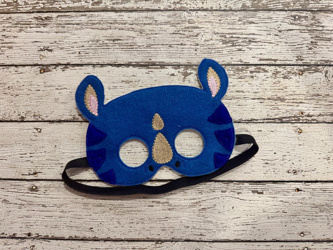 Embroidered Lazy Rhino Play Mask, Eco-friendly Animal Halloween Costume ...