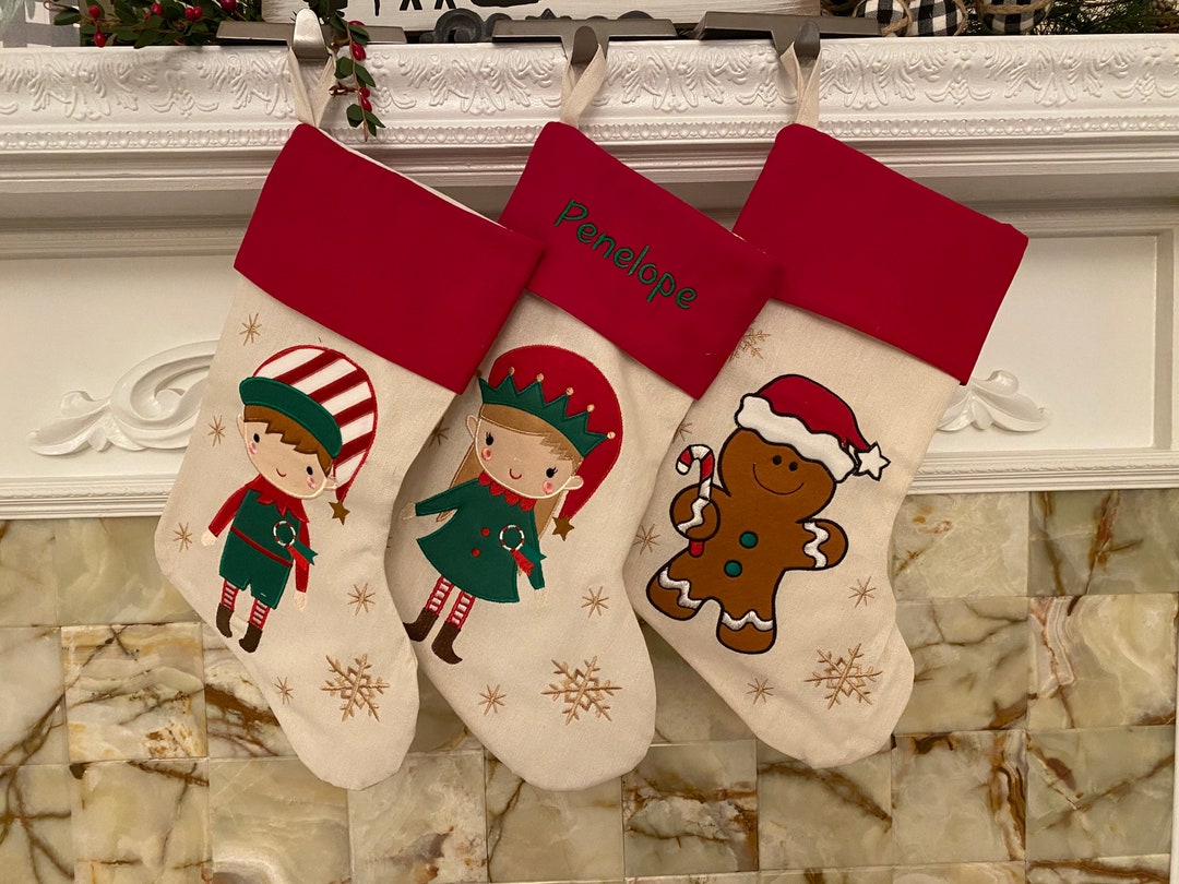 Personalized Christmas Stocking Girl Elf Christmas Stocking Boy Elf ...