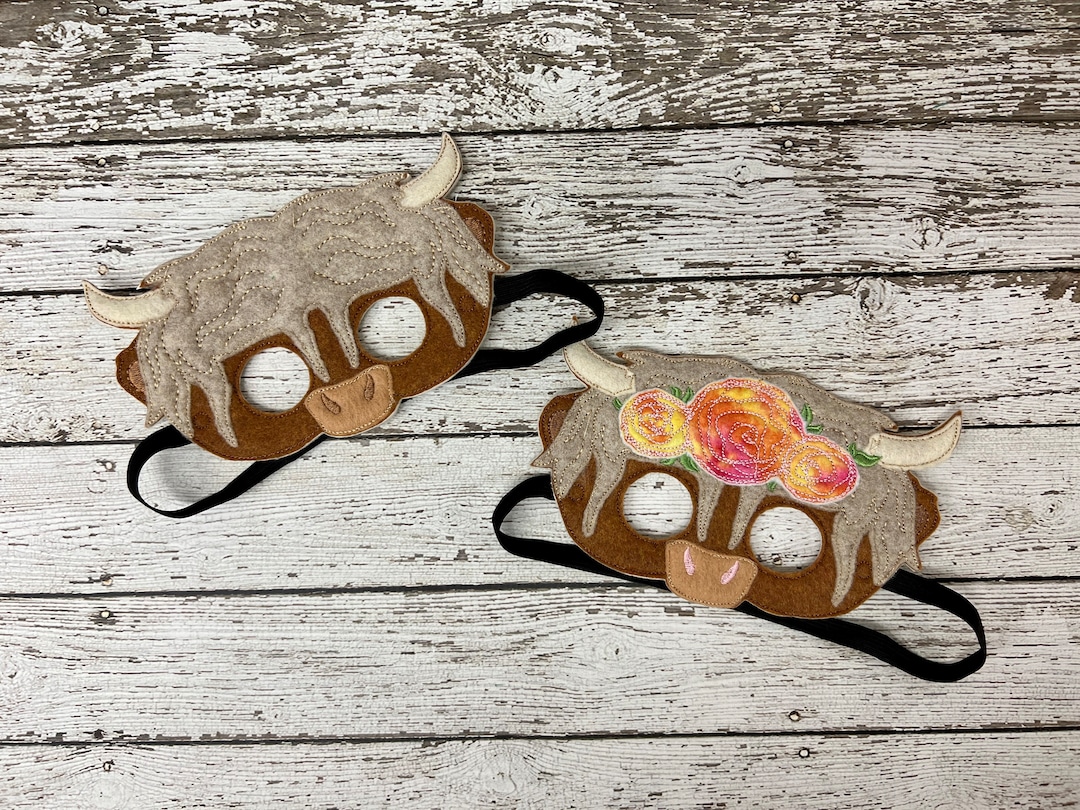 Highland Cow Costume Mask - Floral Design - Perfect for Halloween ...