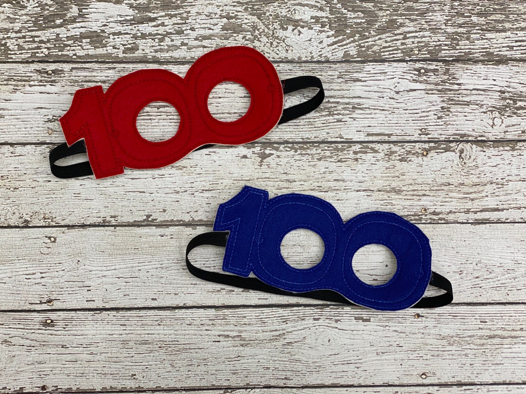 100th Day of School Mask: Embroidered Felt Costume Prop - Etsy