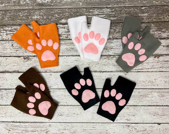 Whimsical Fingerless Animal Mittens Cat and Dog Costume Mittens - Etsy