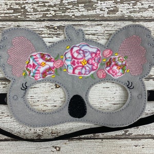 Koala Mask Koala Costume Koala Animal Mask Koala Felt Mask Floral Koala ...