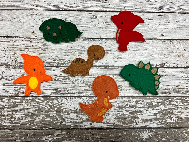 Dinosaur Felt Finger Puppets Dino Finger Puppet Pug Poodle | Etsy