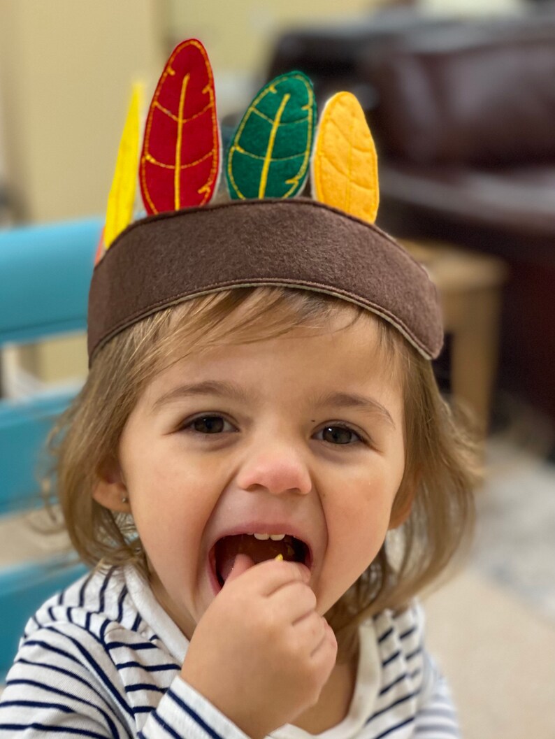 Thanksgiving Dress-up Headband: Embroidered Felt Pilgrim Hat & Indian ...