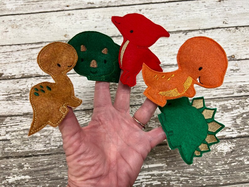 Dinosaur Felt Finger Puppets Dino Finger Puppet Pug Poodle | Etsy