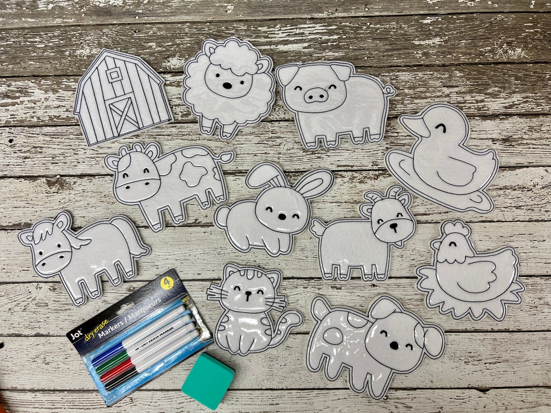 Farm Reusable Coloring Pages Farm Animals Busy Book Farm Quiet Book ...