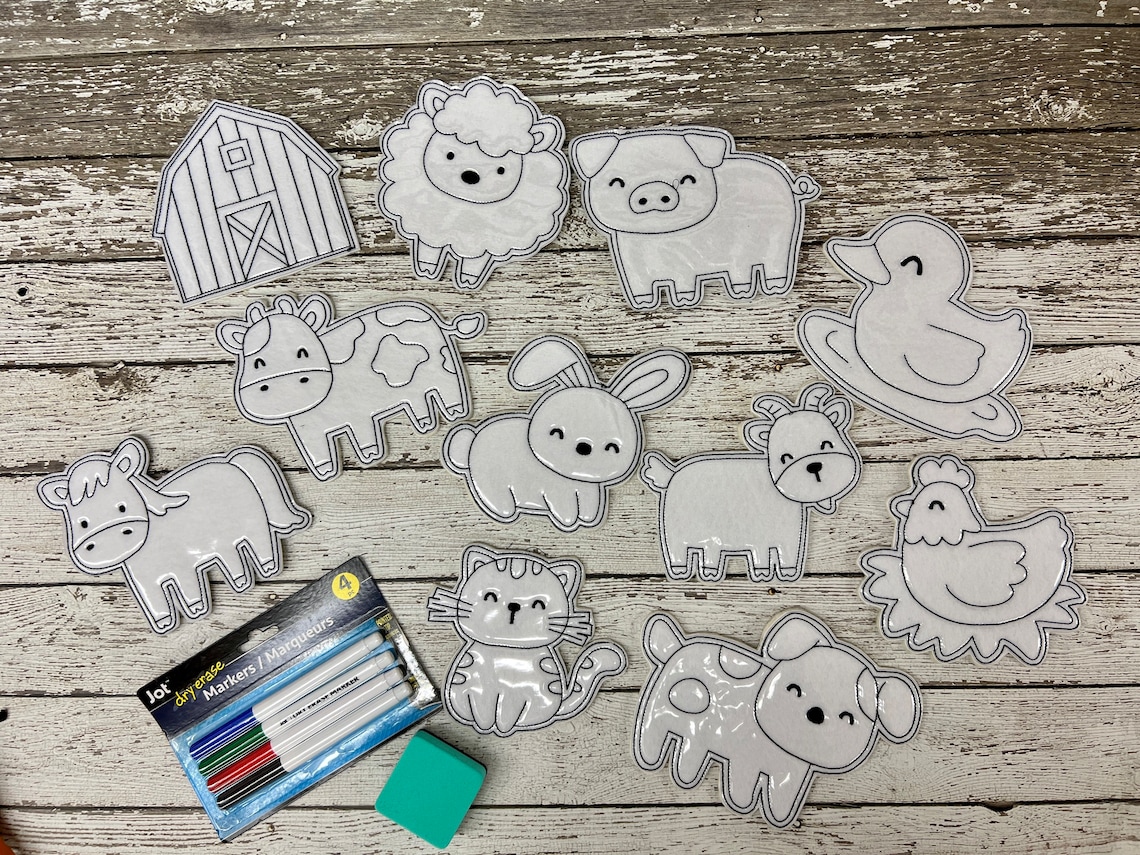 Farm Reusable Coloring Pages Farm Animals Busy Book Farm Quiet - Etsy