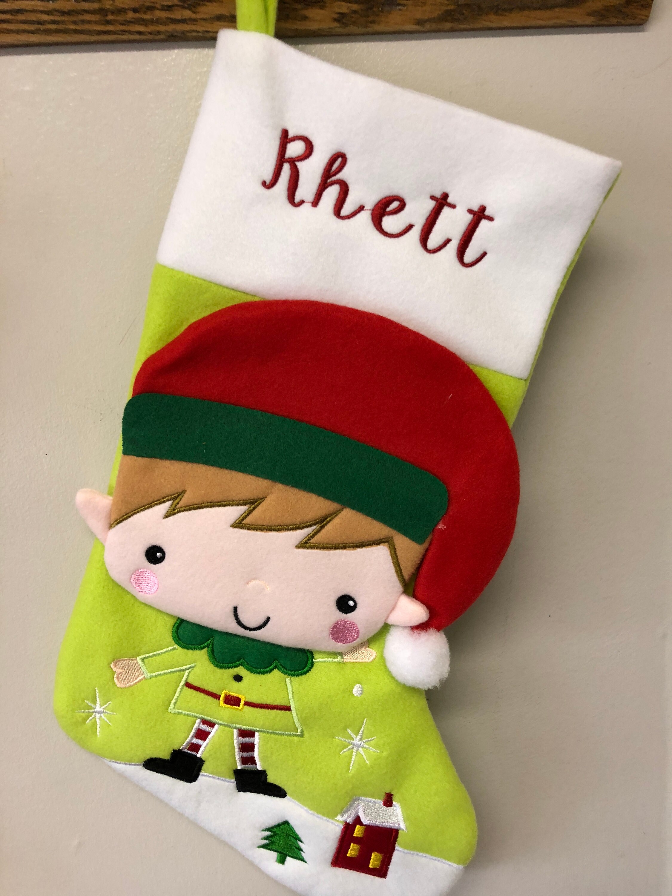 Personalized Christmas Stocking Plush With Santa Boy Elf and - Etsy
