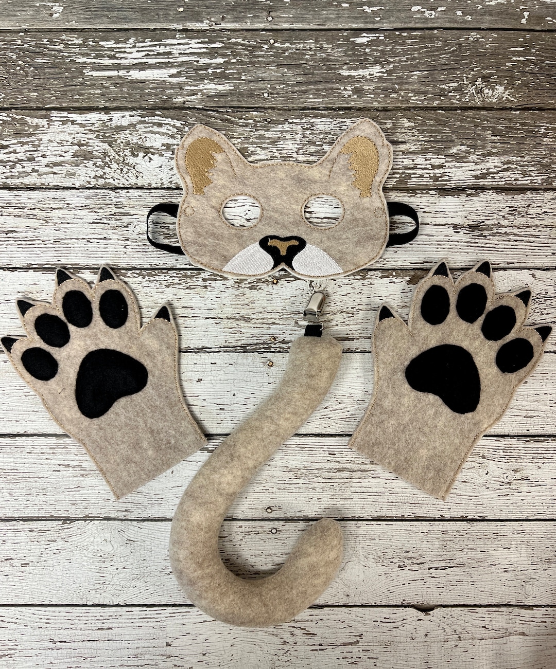 Cougar Costume: Handmade Felt Halloween Mask & Tail Set - Etsy