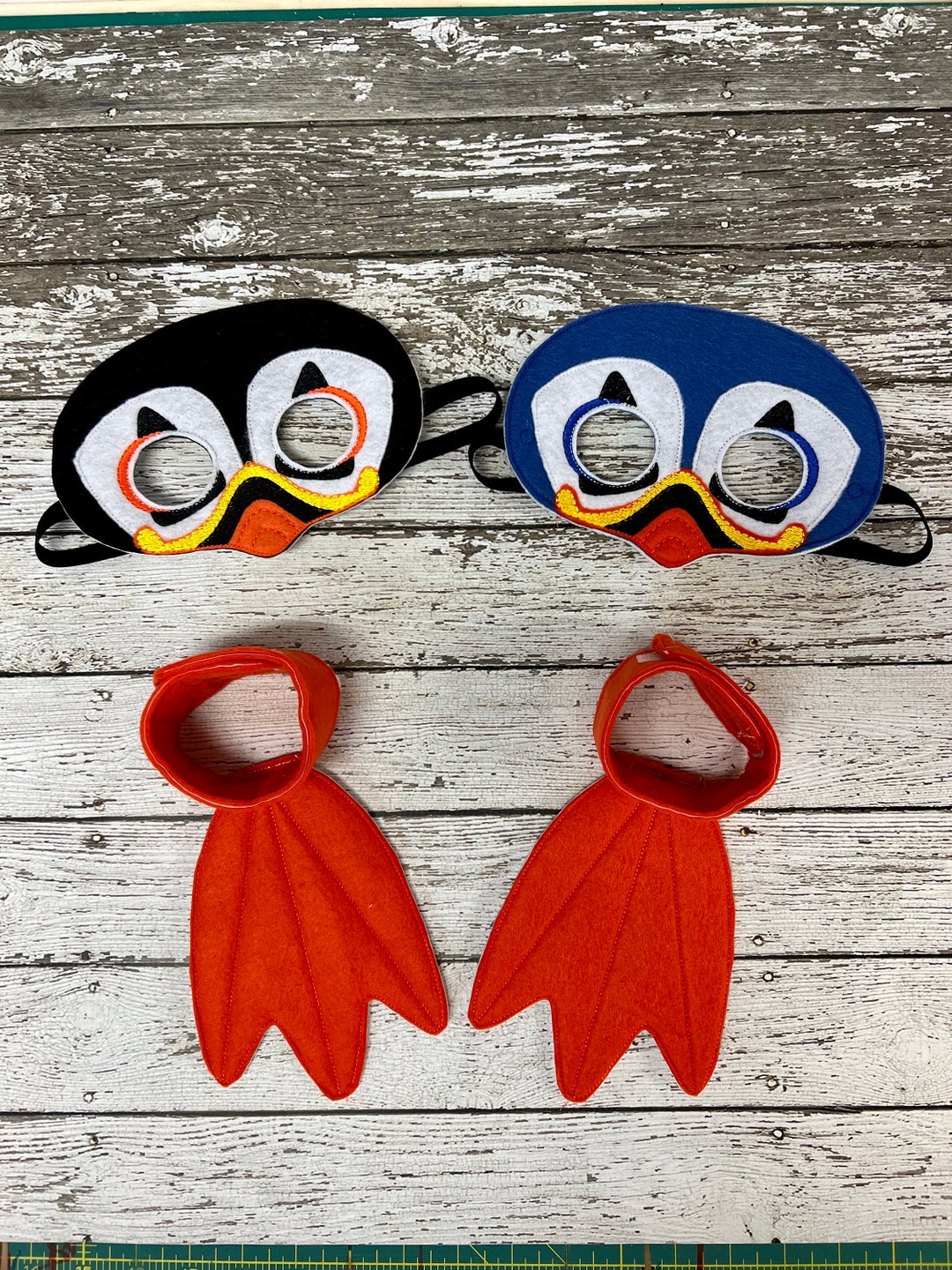 Felt Puffin Costume: Embroidered Mask & Feet Shoe Covers - Etsy UK