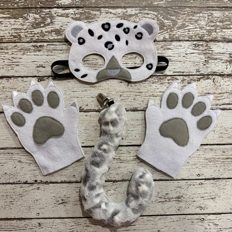 White Snow Leopard Mask - Etsy