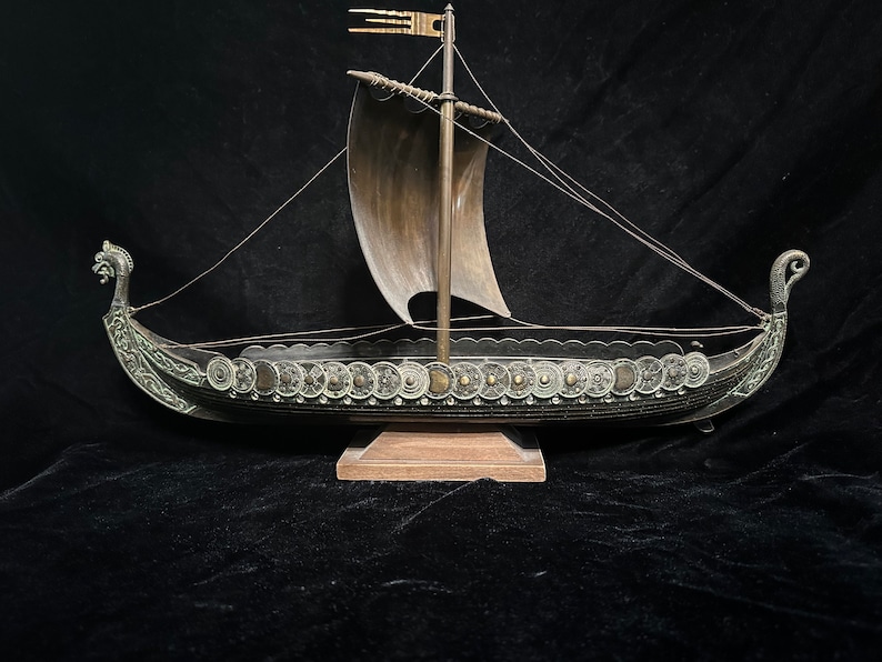 Vintage Bronze Model Viking Ship by Edward Aagaard of Copenhagen ...